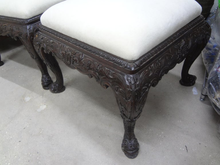 Pair of Large Scale Antique English Regency Style Ottomans with Dolphin ...