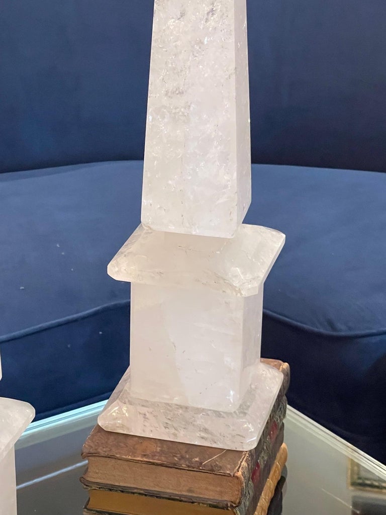 Pair of Large Scale Brazilian Rock Crystal Obelisks For Sale at 1stDibs