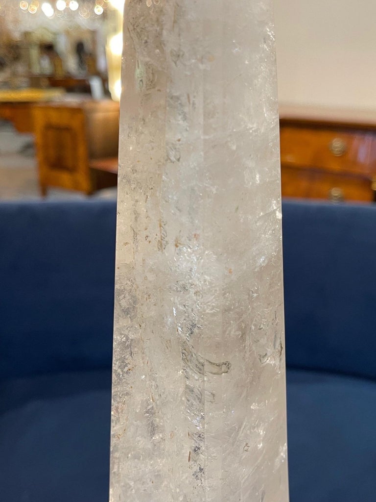 Pair of Large Scale Brazilian Rock Crystal Obelisks For Sale at 1stDibs