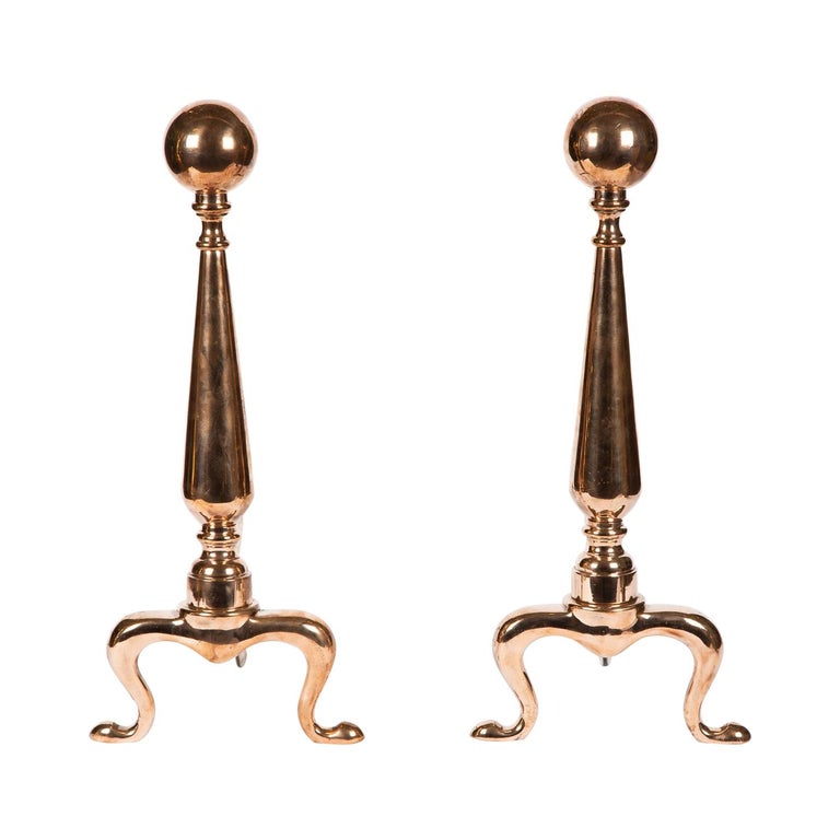 Pair of Large Scale Copper Andirons at 1stDibs