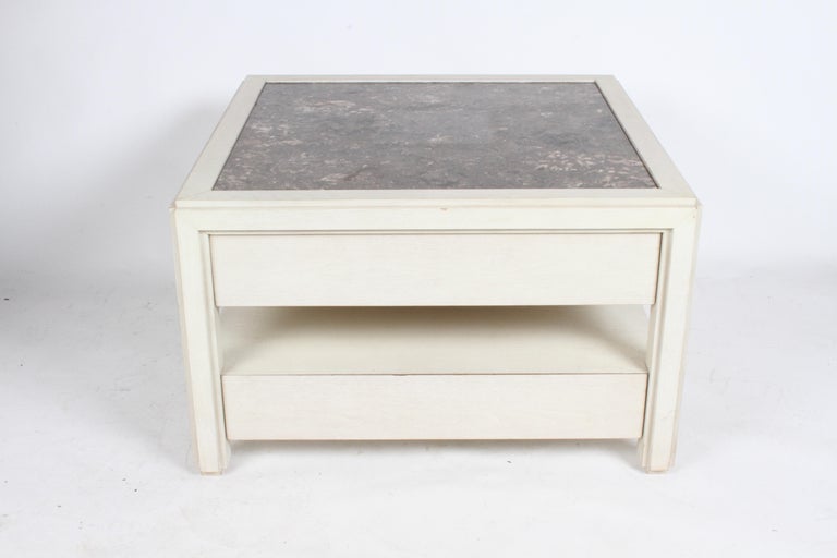 Pair of Large Scale Custom End Tables with Marble Tops by Designer ...