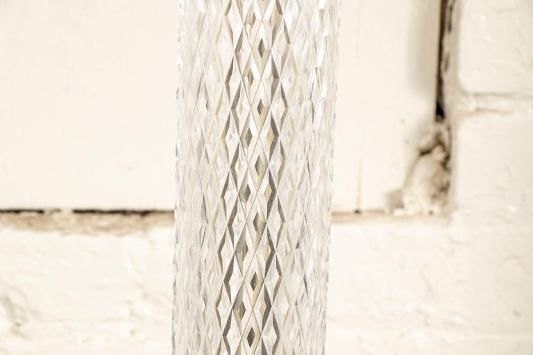 Pair of Large Scale Cut Crystal Column Lamps at 1stDibs