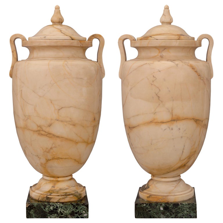 Pair of Large Scale Italian 19th Century Neo-Classical St. Marble Urns ...