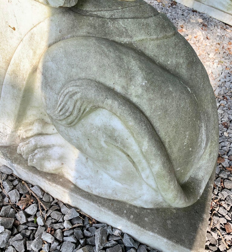 Pair of Large Scale Marble Sphinx Garden Statues Sculptures For Sale at ...