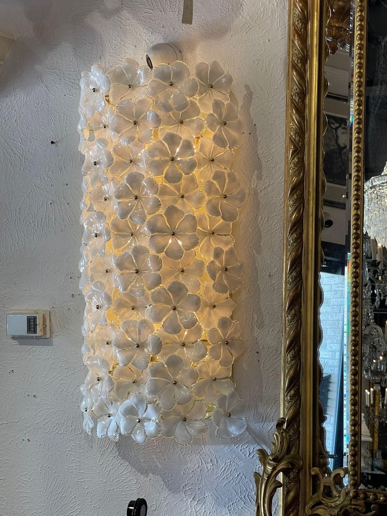 Pair of Large Scale Modern Murano Flower Sconces For Sale at 1stDibs
