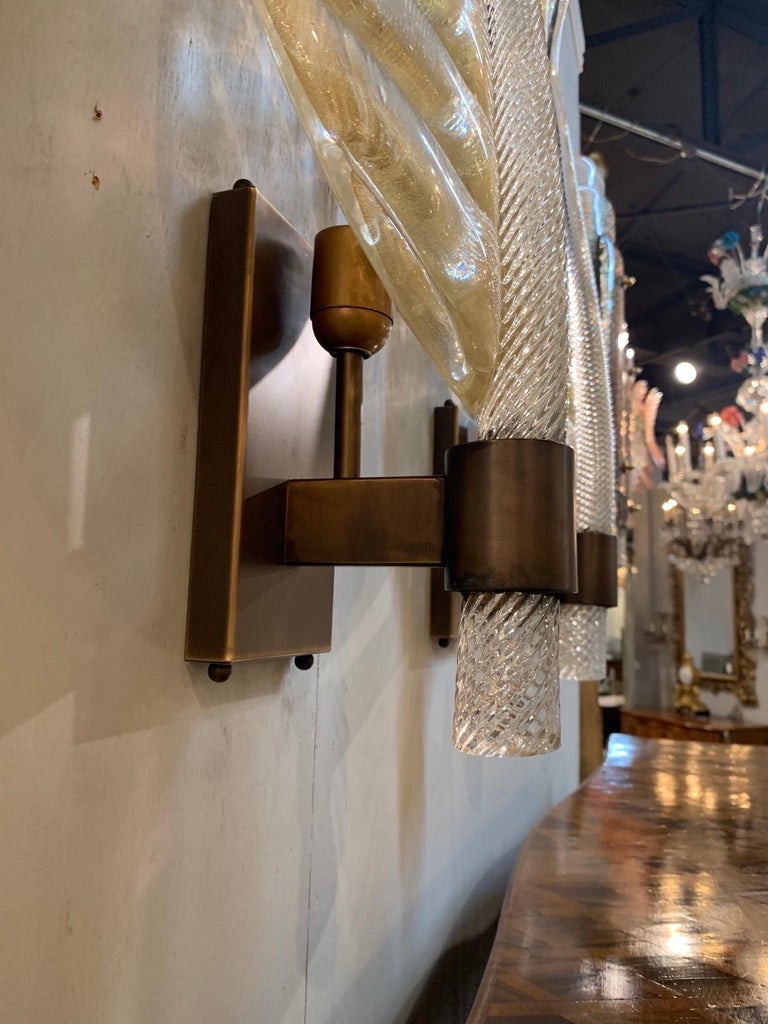 Pair of Large Scale Modern Murano Glass Leaf Form Sconces For Sale at ...