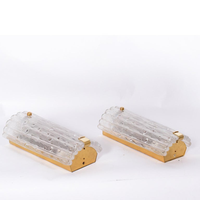 Pair of Large Sconces by Carl Fagerlund for Orrefors For Sale at 1stDibs