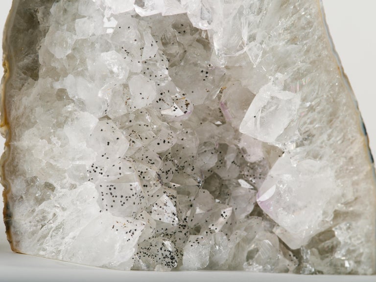 Pair of Large Silver Quartz Crystal Geode Bookends at 1stDibs