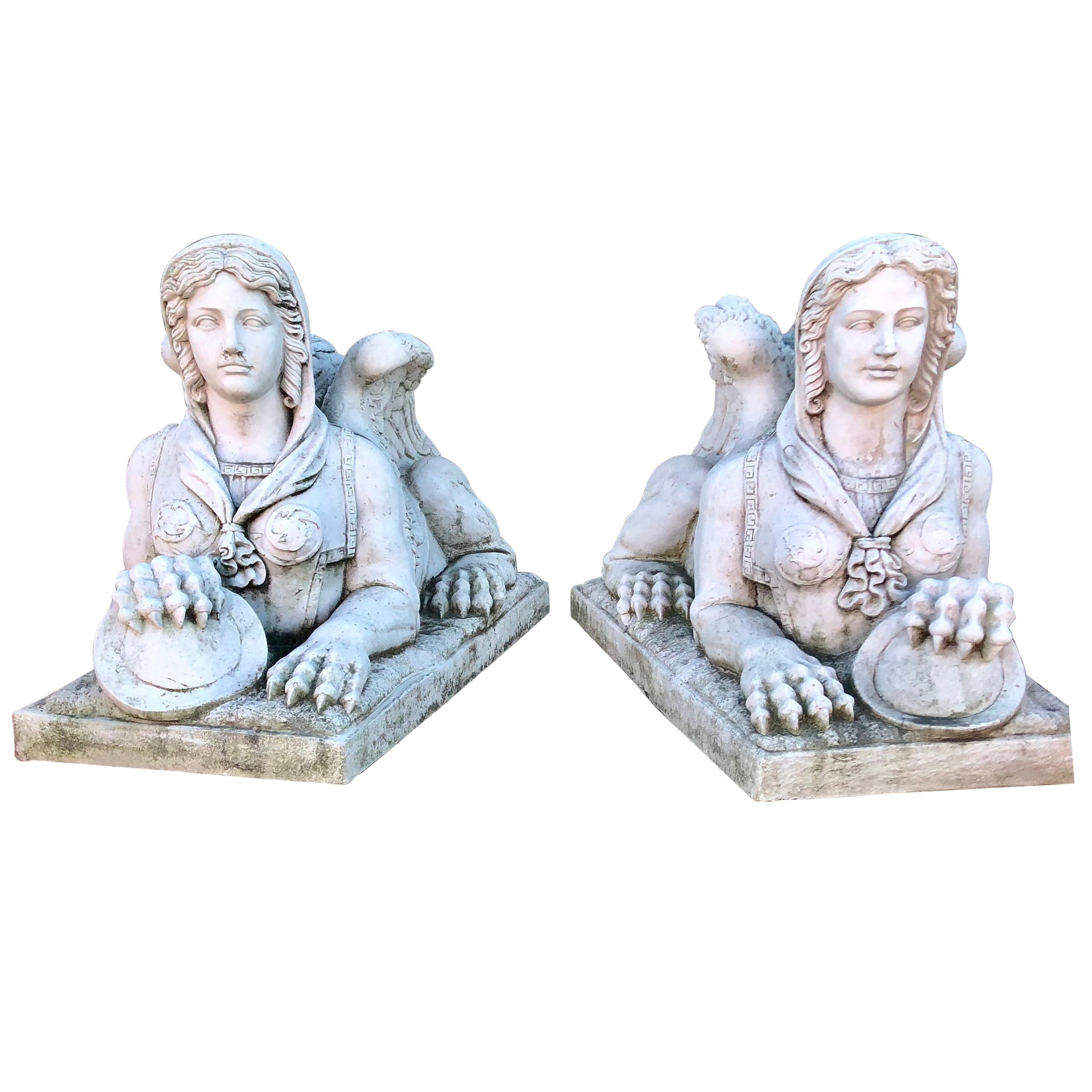 Pair of Large Sphinx Seated Figures at 1stDibs