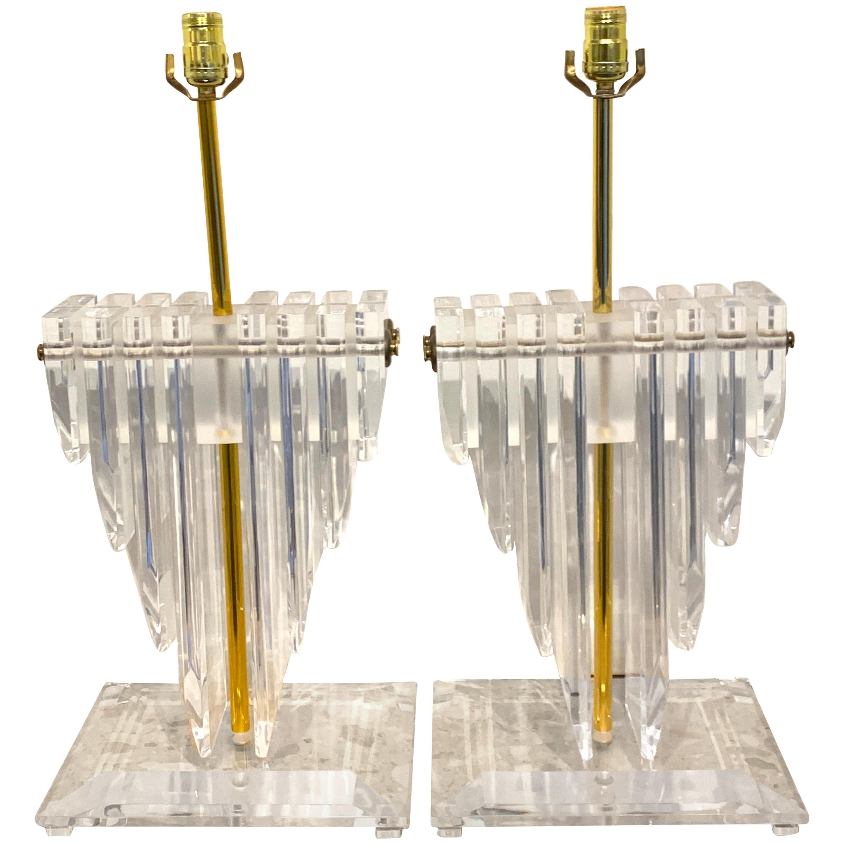 Pair of Large Lucite "Z" Lamps For Sale at 1stDibs