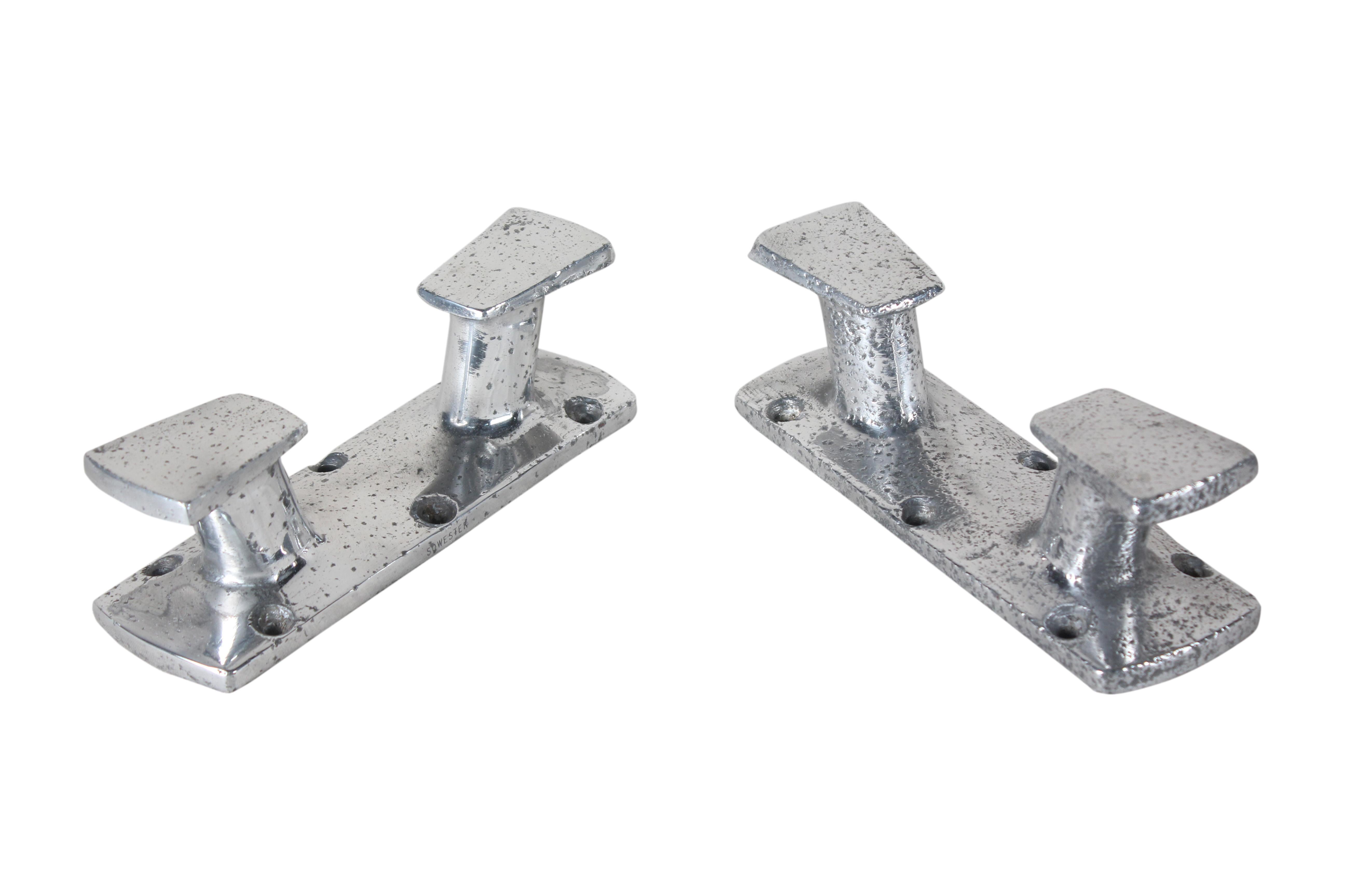Pair of Large Stainless Steel Ship's Cleats, or Coat Hooks For Sale at ...