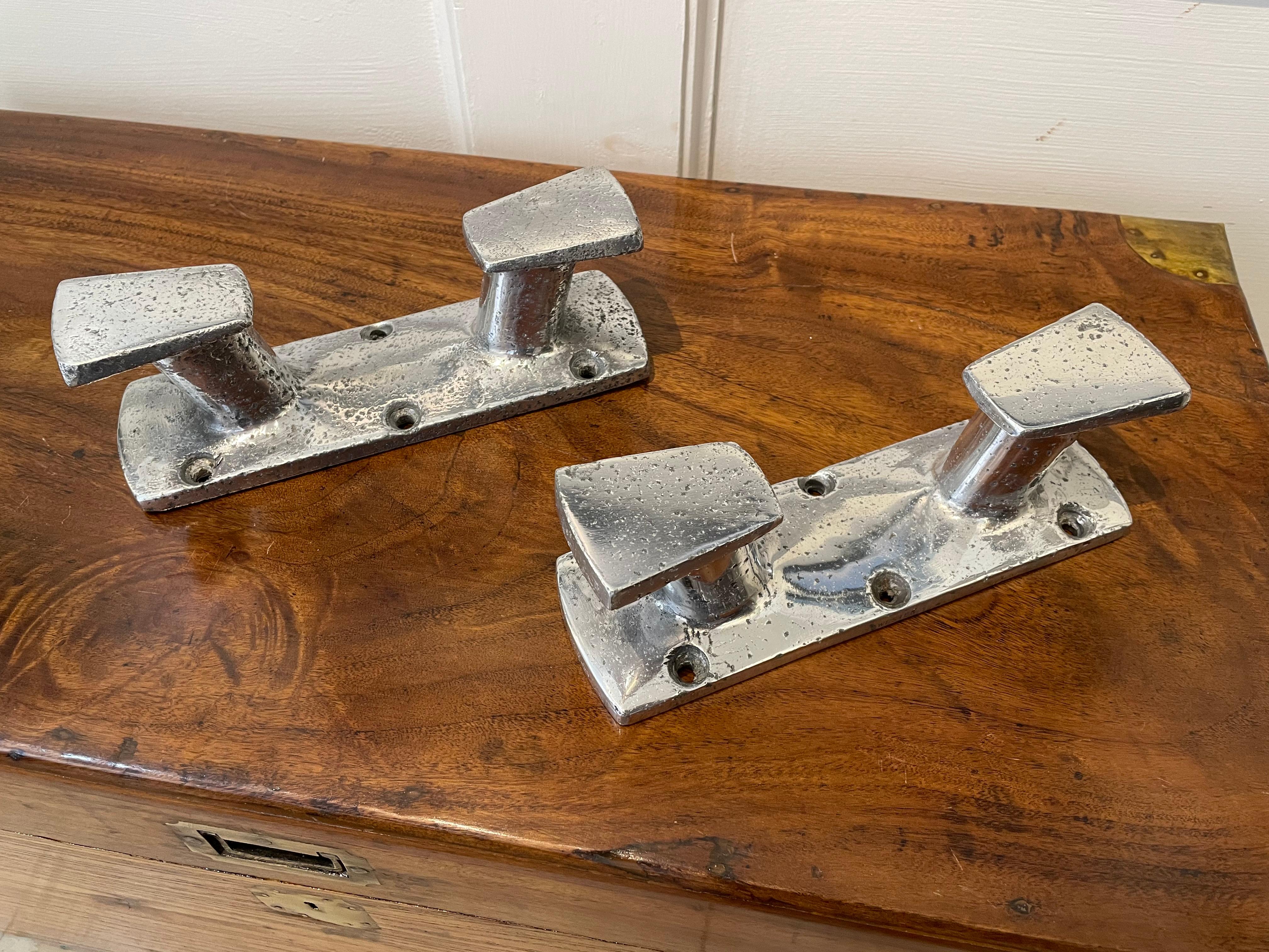 Pair of Large Stainless Steel Ship's Cleats, or Coat Hooks For Sale at ...