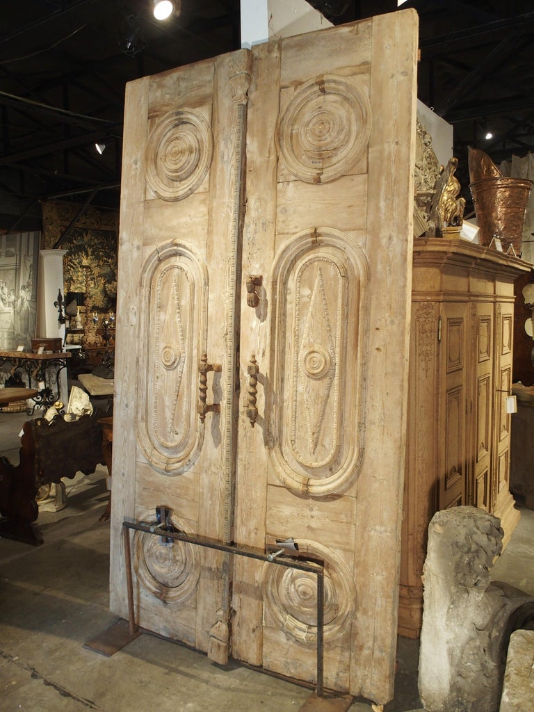 Pair of Large Stripped Antique Entry Doors from Cairo, Egypt, circa ...