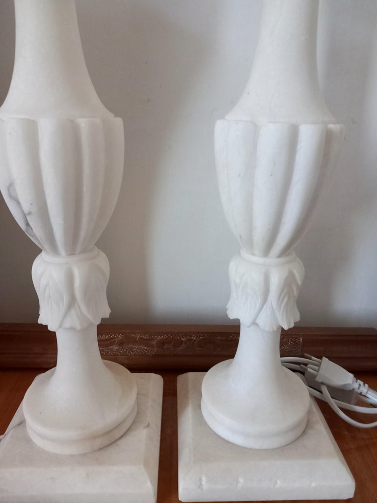 Extra Large Alabaster or Mrble Table Lamps White Color 57 cm (without ...