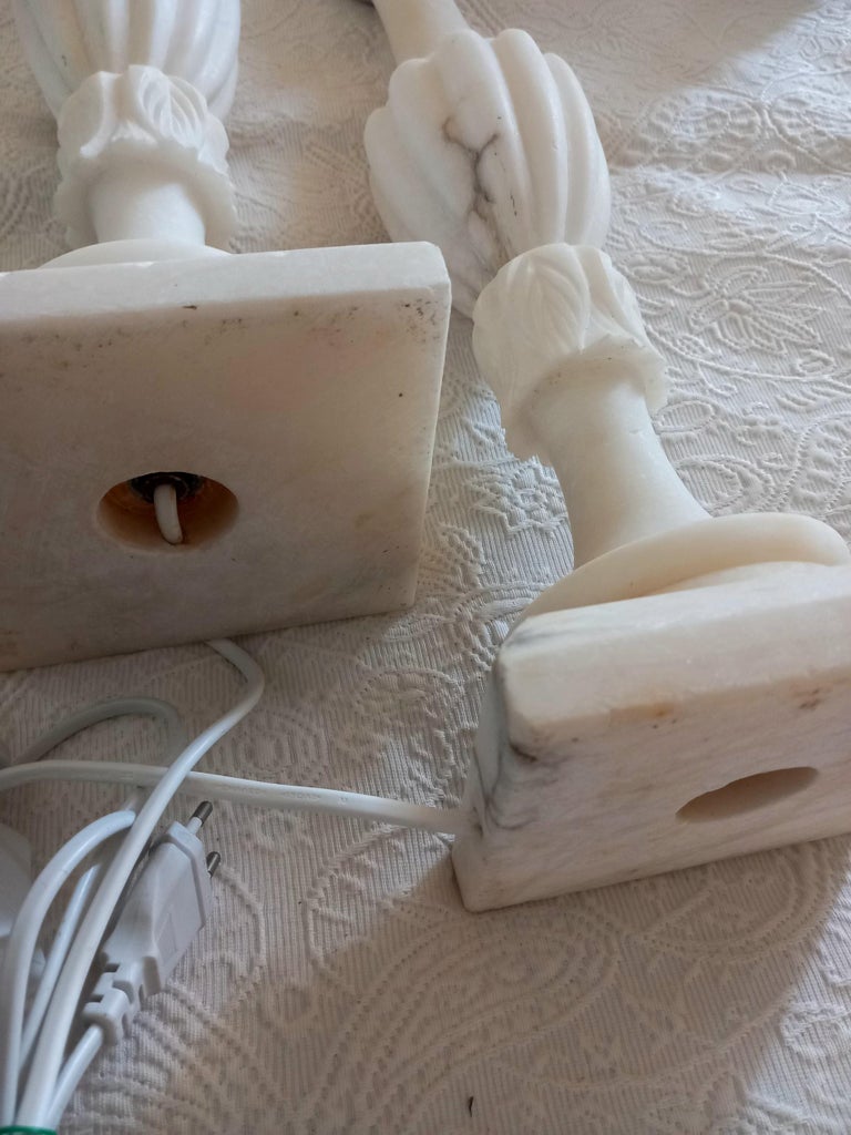 Extra Large Alabaster or Mrble Table Lamps White Color 57 cm (without ...