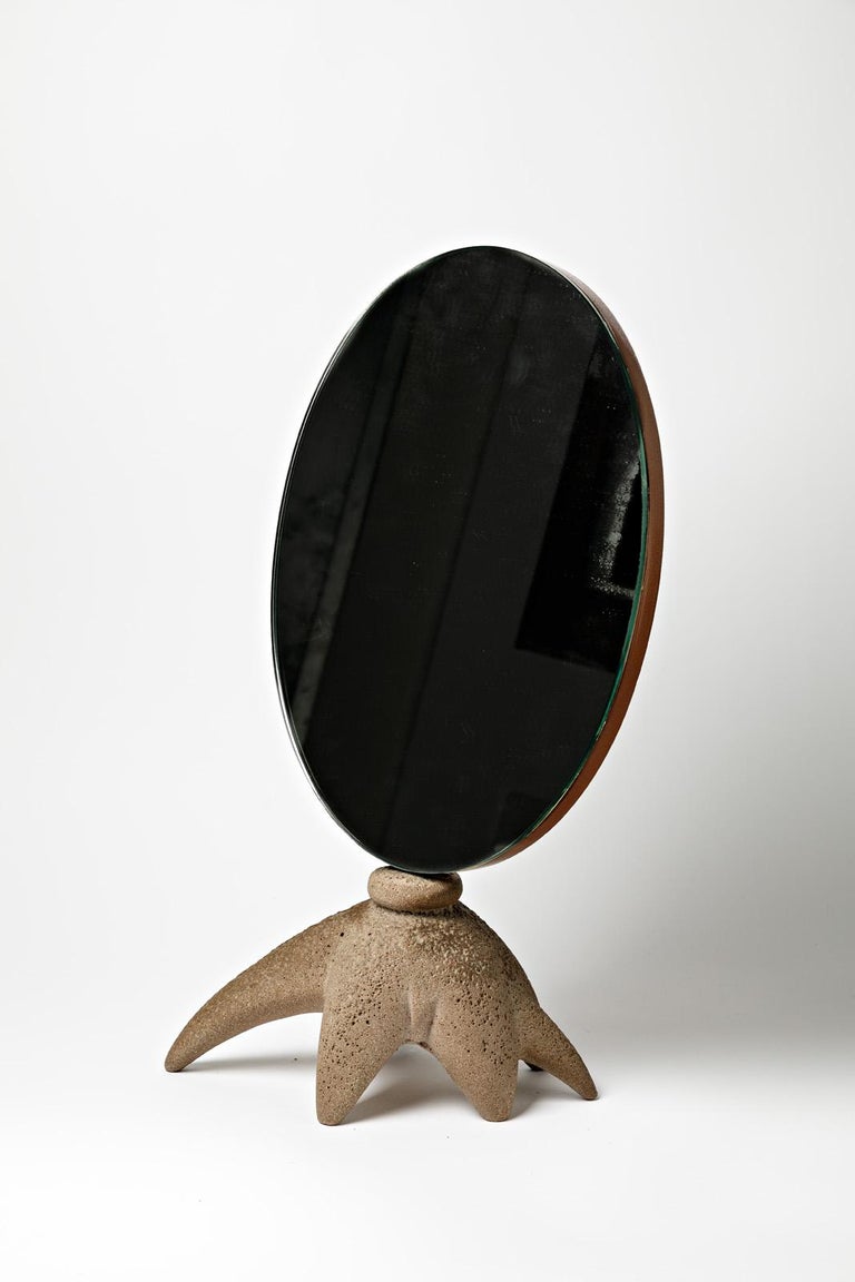 Pair of large table mirrors circa 1980 french design style of Garouste ...