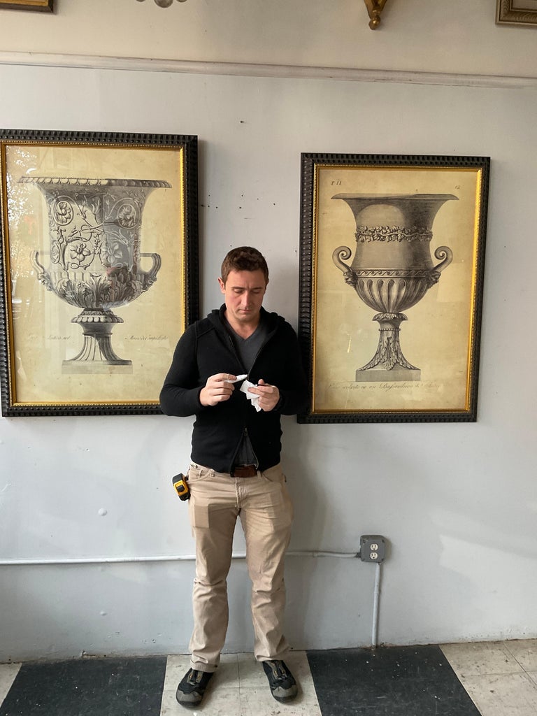 Pair of Large Urn Prints in Custom Frames For Sale at 1stDibs