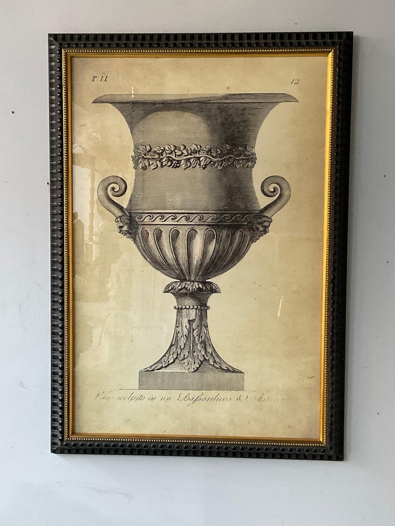 Pair of Large Urn Prints in Custom Frames For Sale at 1stDibs