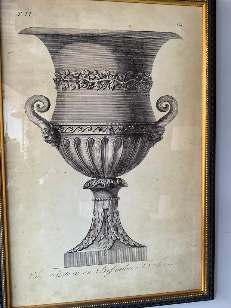 Pair of Large Urn Prints in Custom Frames For Sale at 1stDibs