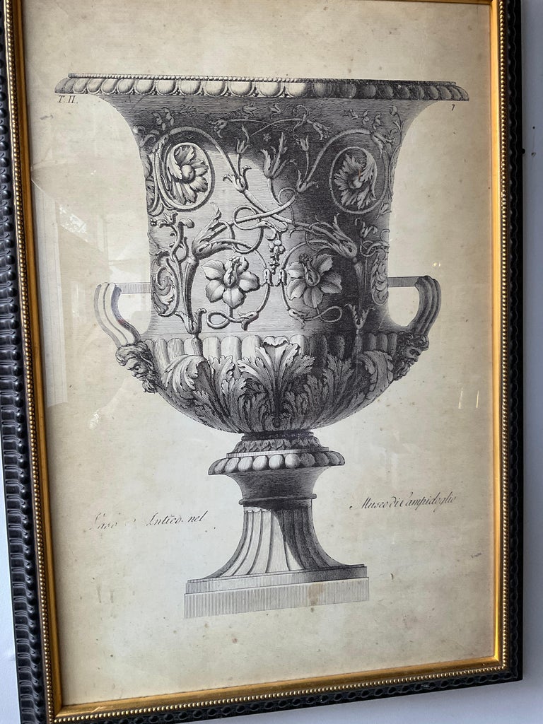Pair of Large Urn Prints in Custom Frames For Sale at 1stDibs