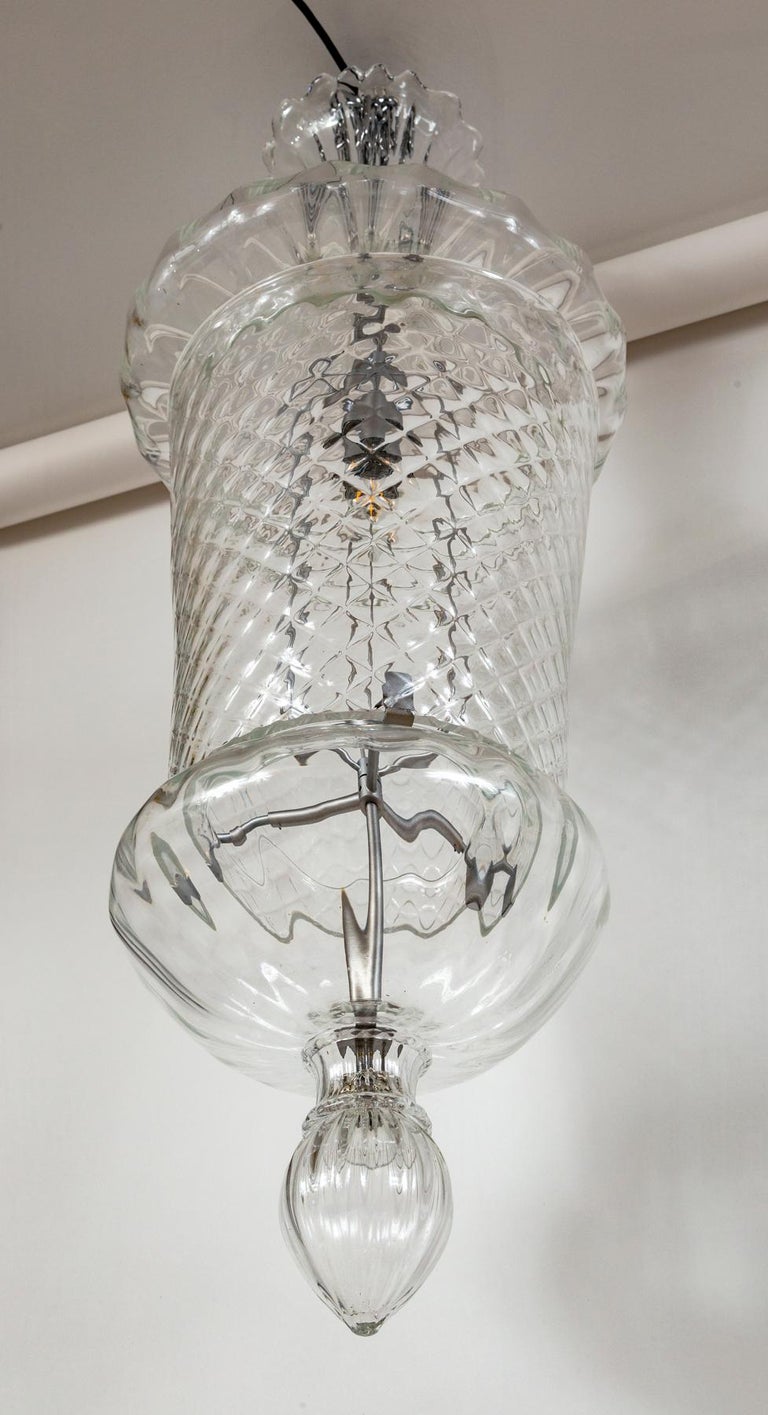 Pair Of Large Venetian Crystal Blown Lanterns By Seguso For Sale at 1stDibs