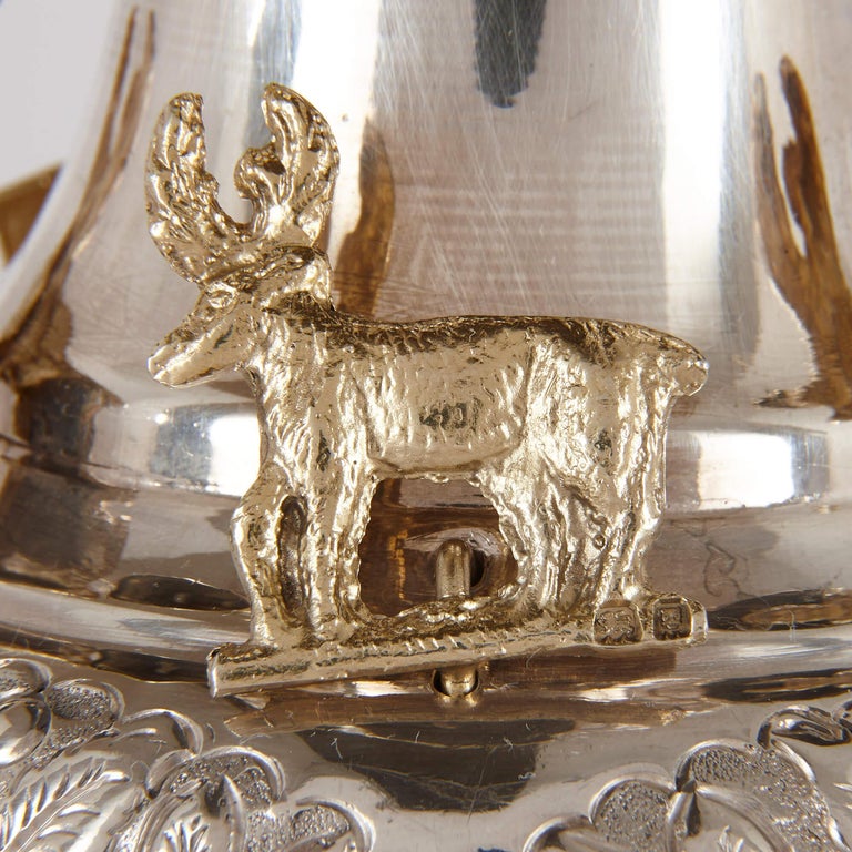 Pair of Large, Very Fine English Silver Gilt Torah Finials or Rimonim ...