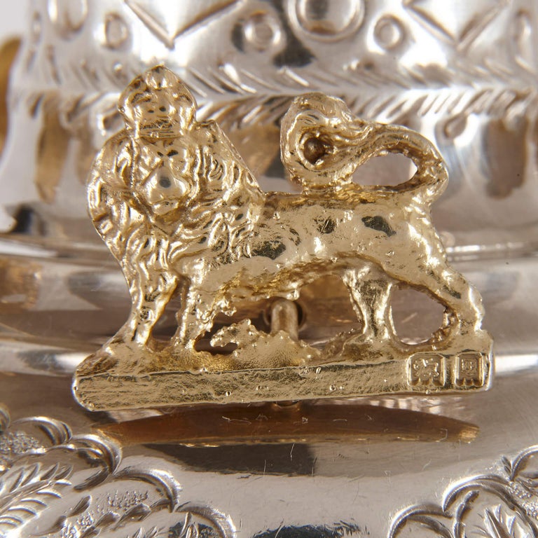 Pair of Large, Very Fine English Silver Gilt Torah Finials or Rimonim ...