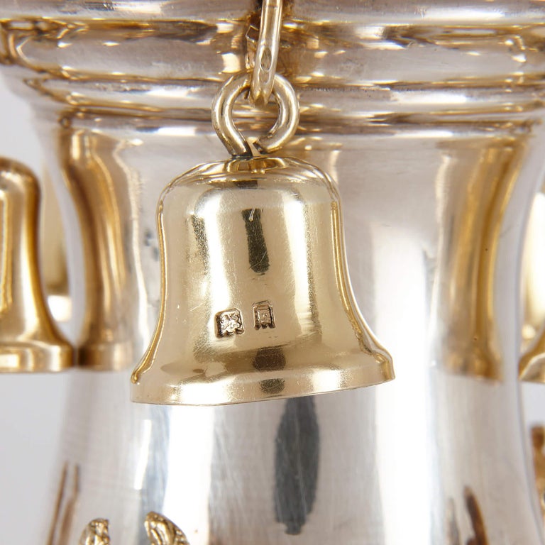 Pair of Large, Very Fine English Silver Gilt Torah Finials or Rimonim ...