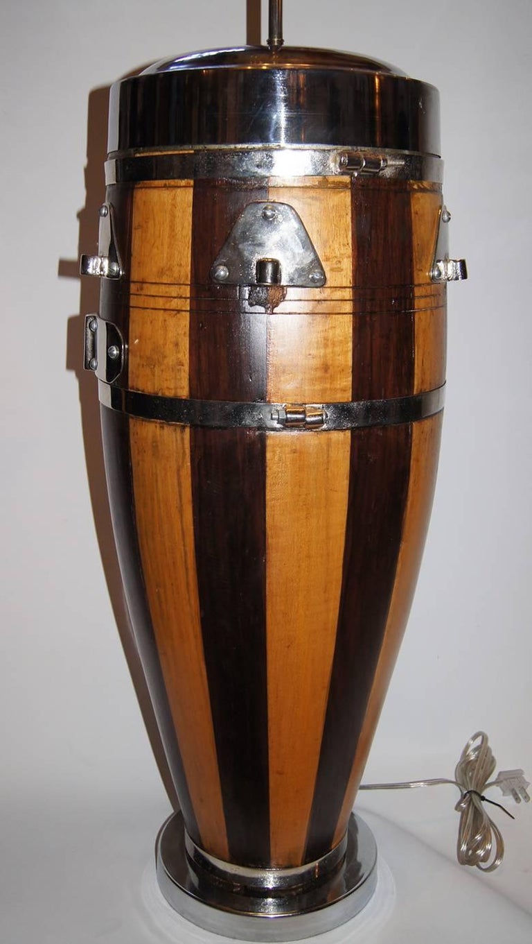 Pair of Large Vintage Drum Lamps For Sale at 1stDibs