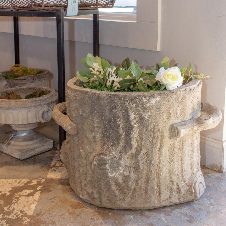 Pair of Large Vintage French Faux Bois Tree Stump Planters at 1stDibs ...
