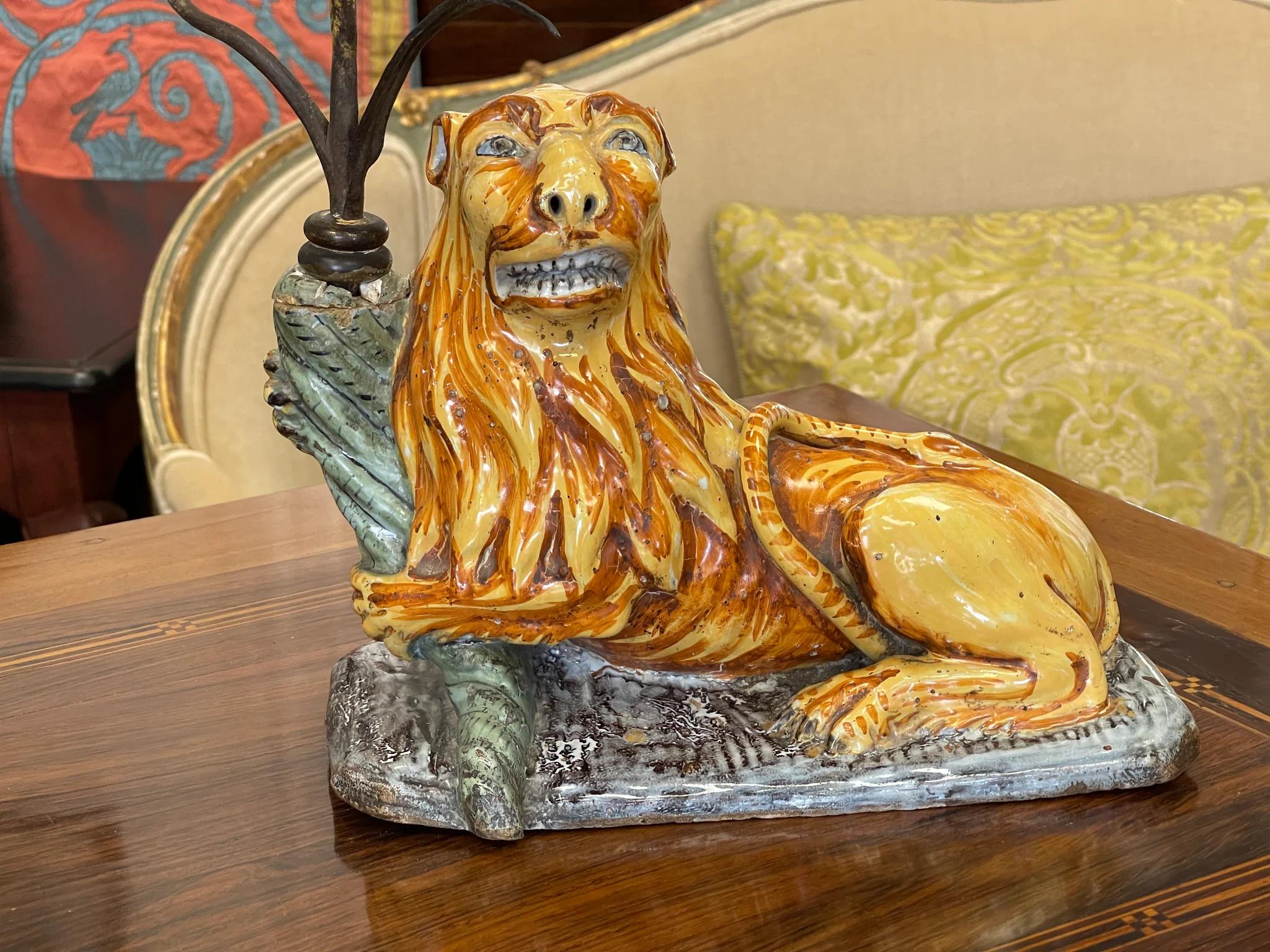 Pair of Late 17th-Early 18th Century Louis XIV Faience Reclining Lions ...