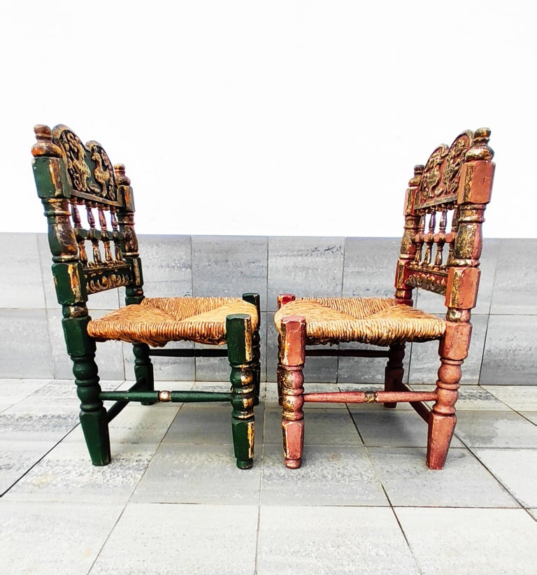 Pair of Late 18th Century Spanish Side Chairs For Sale at 1stDibs