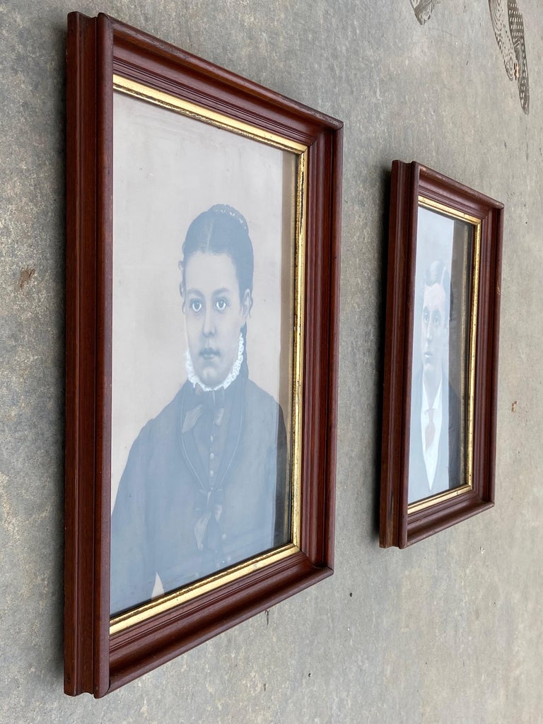 Pair of Late 19th Century American Chalk Drawing Portraits in Antique ...