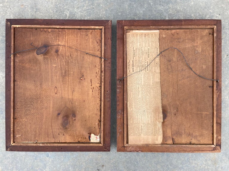 Pair of Late 19th Century American Chalk Drawing Portraits in Antique ...