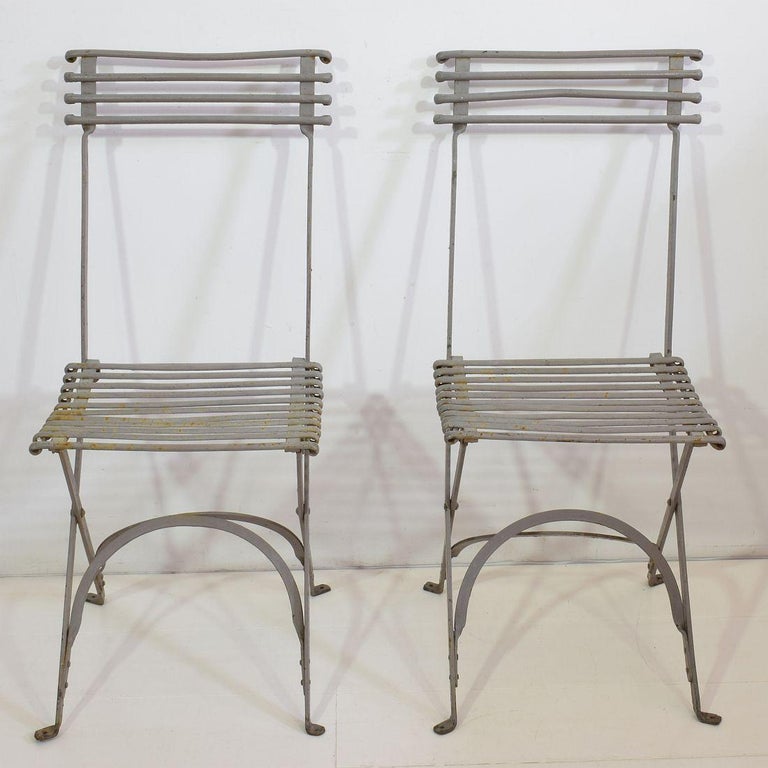 Pair of Late 19th Century French Arras Style Iron Folding Garden Chairs ...