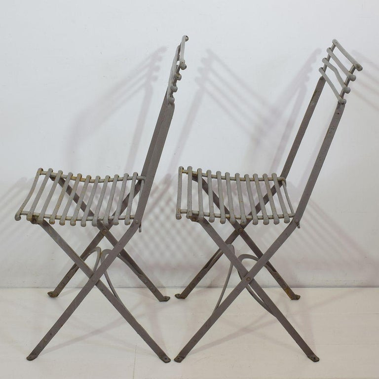 Pair of Late 19th Century French Arras Style Iron Folding Garden Chairs ...