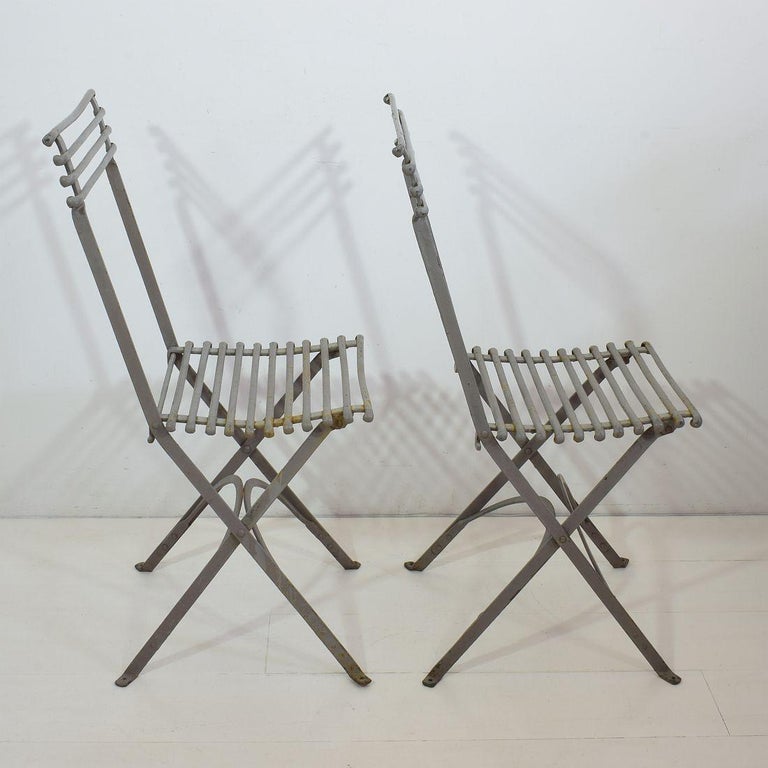 Pair of Late 19th Century French Arras Style Iron Folding Garden Chairs ...