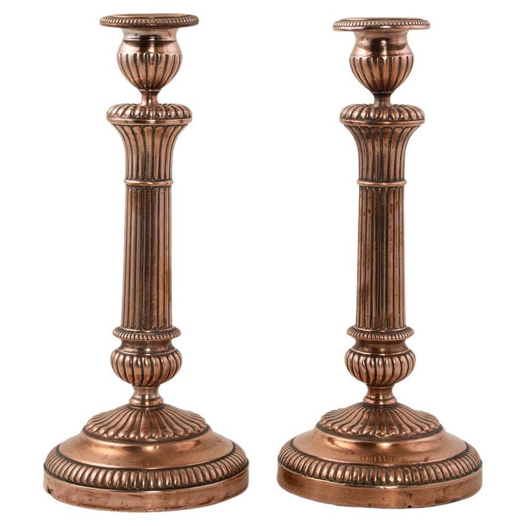 Pair of Late 19th Century French Copper Candlesticks at 1stDibs