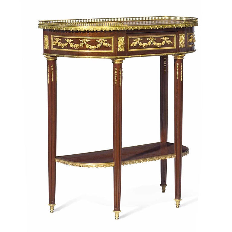 Pair of Late 19th Century French Gilt Bronze Mounted Mahogany Consoles ...