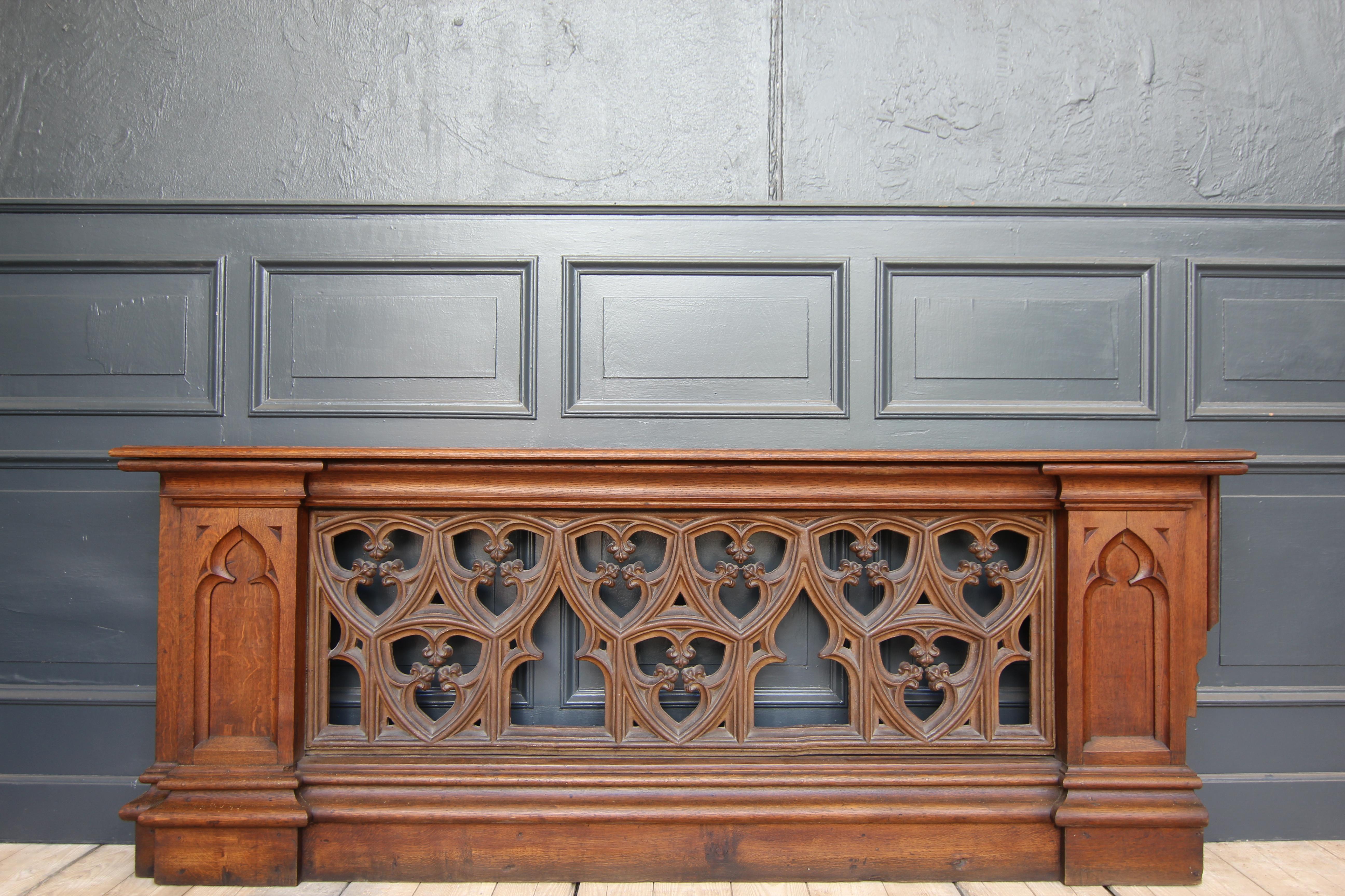 Pair of Late 19th Century Gothic Revival Oak and Cast Iron Balustrades ...