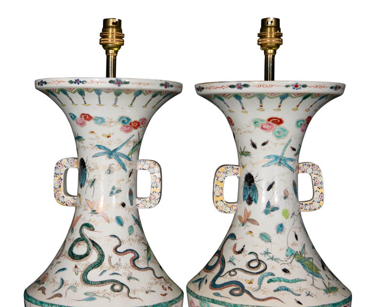 Pair of Late 19th Century Japanese Insect Porcelain Table Lamps For ...