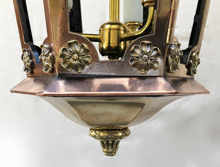 Pair of Late 19th Century New York Copper and Brass Gas Lanterns at 1stDibs