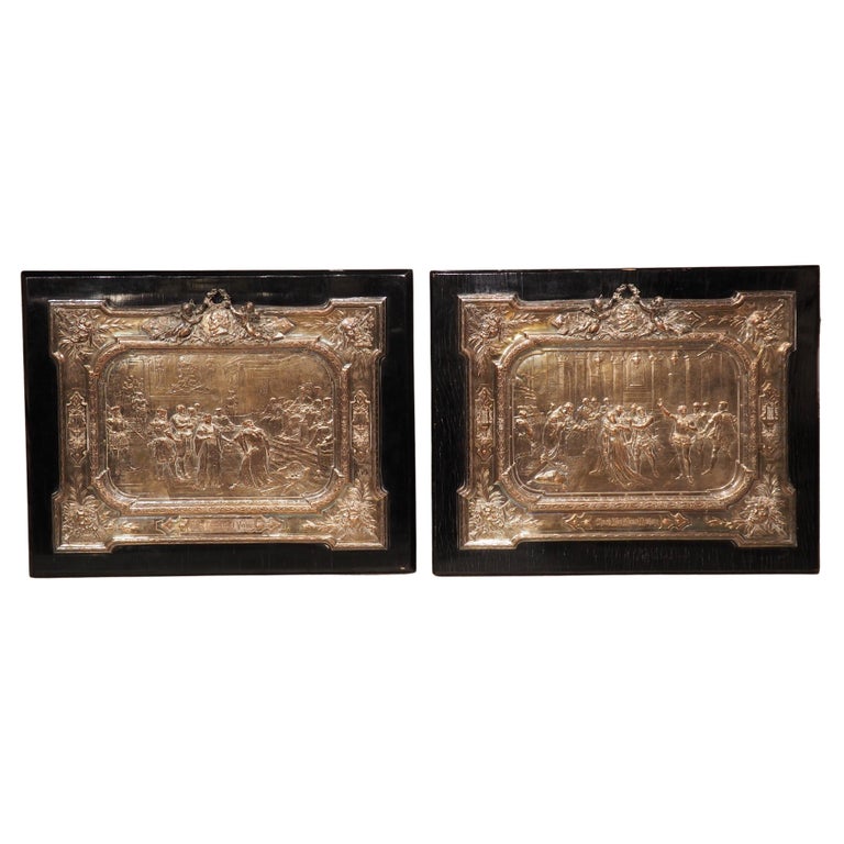 Pair of Late 19th Century Wood Mounted Copper Reliefs of Shakespeare ...