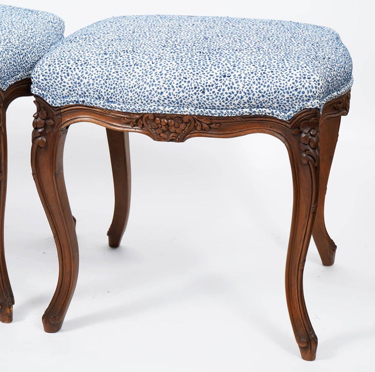 Pair of Late 19th Ct. French Provincial Hand Carved Walnut Taborets ...