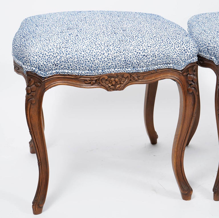 Pair of Late 19th Ct. French Provincial Hand Carved Walnut Taborets ...