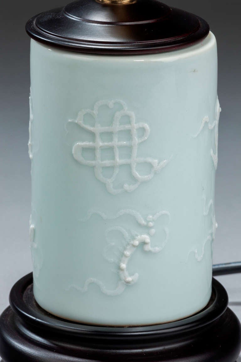 Pair of Late 20th Century Porcelain Brush Pot Lamps at 1stDibs