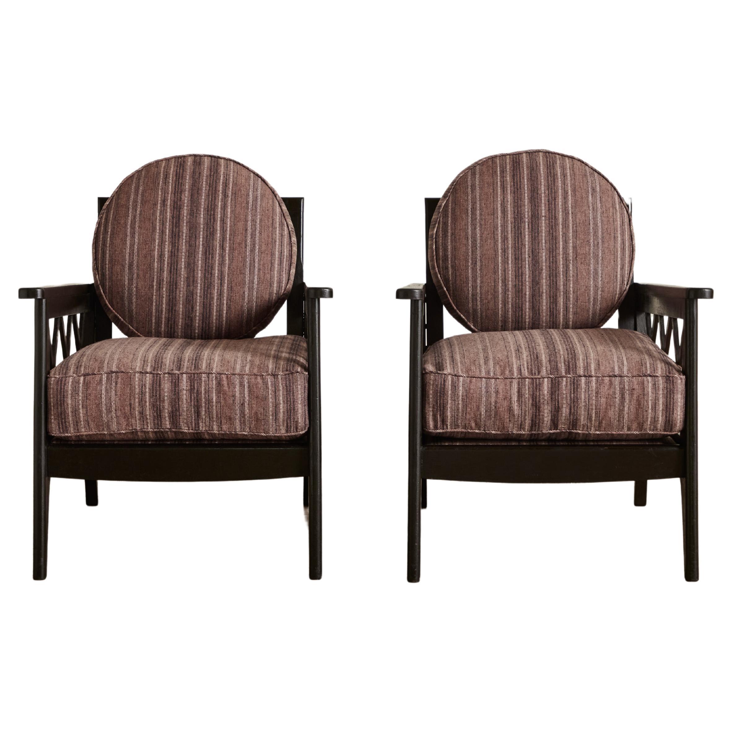 Pair of Lattice Wood Armchairs For Sale at 1stDibs