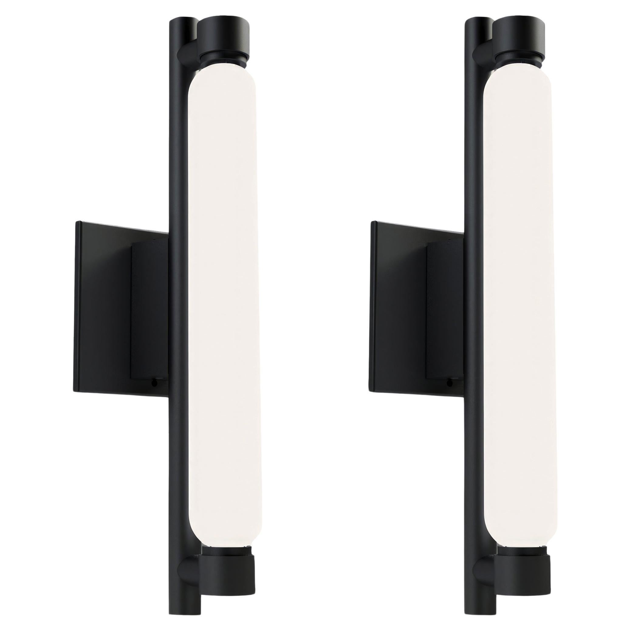 Pair of Le Corbusier 'La Roche' Opaline Glass Wall Lamps for NEMO in ...