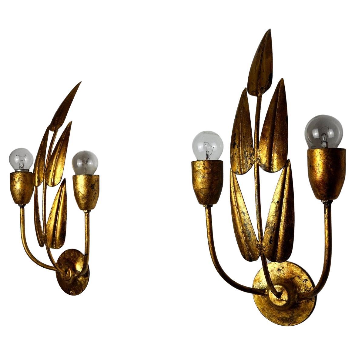 Pair of Floral Wall Lamps by Ferro Arte, Spain, circa 1960 For Sale at ...