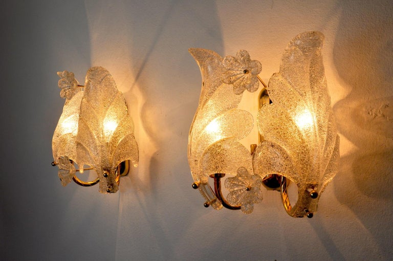 Pair of "Leaf" Wall Lamps by Carl Fagerlund, Murano Glass, Germany ...